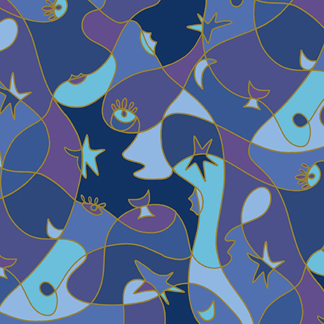 Oracle- Blue Metallic Picasso: Sold by the 1/2 Yard - Cut Continuously ...