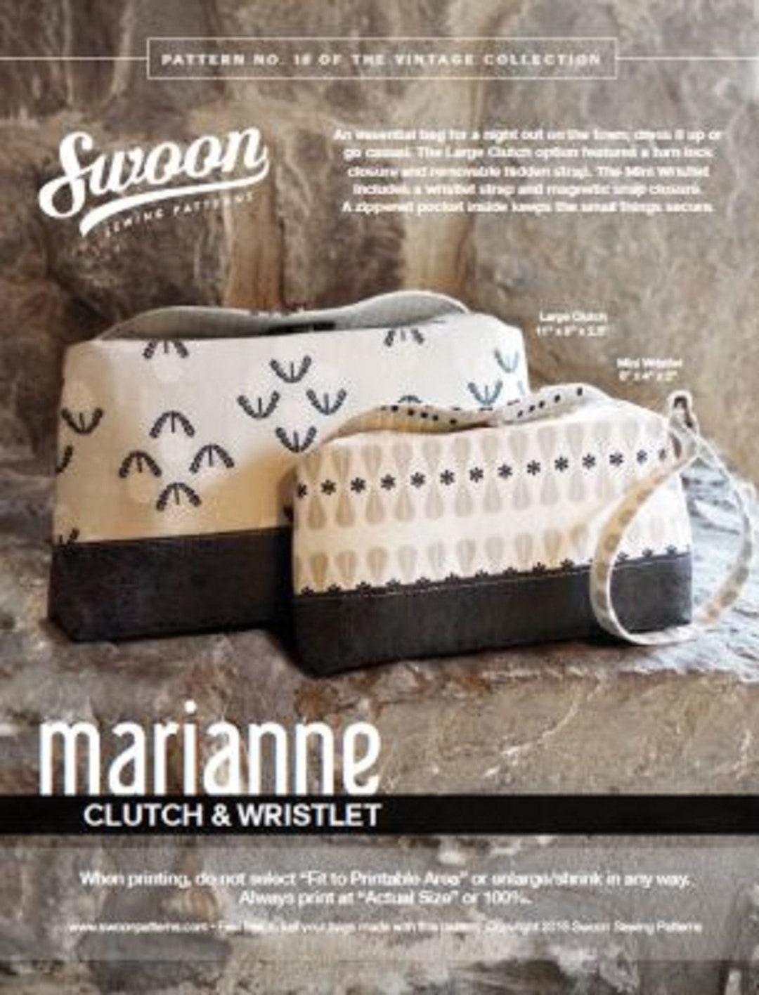 Swoon Sewing Patterns - Marianne Clutch & Wristlet Pattern * Shipping ...