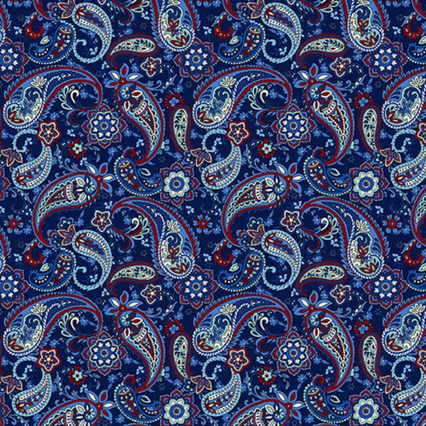 Navy Blue Paisley Fabric - Etsy