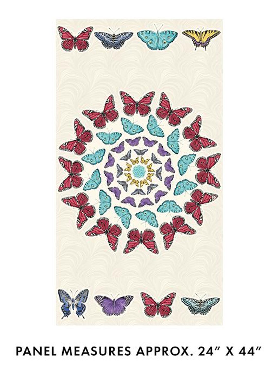 Circle of Butterflies- Cream/multi Circle of Butterflies 24" Panel ...