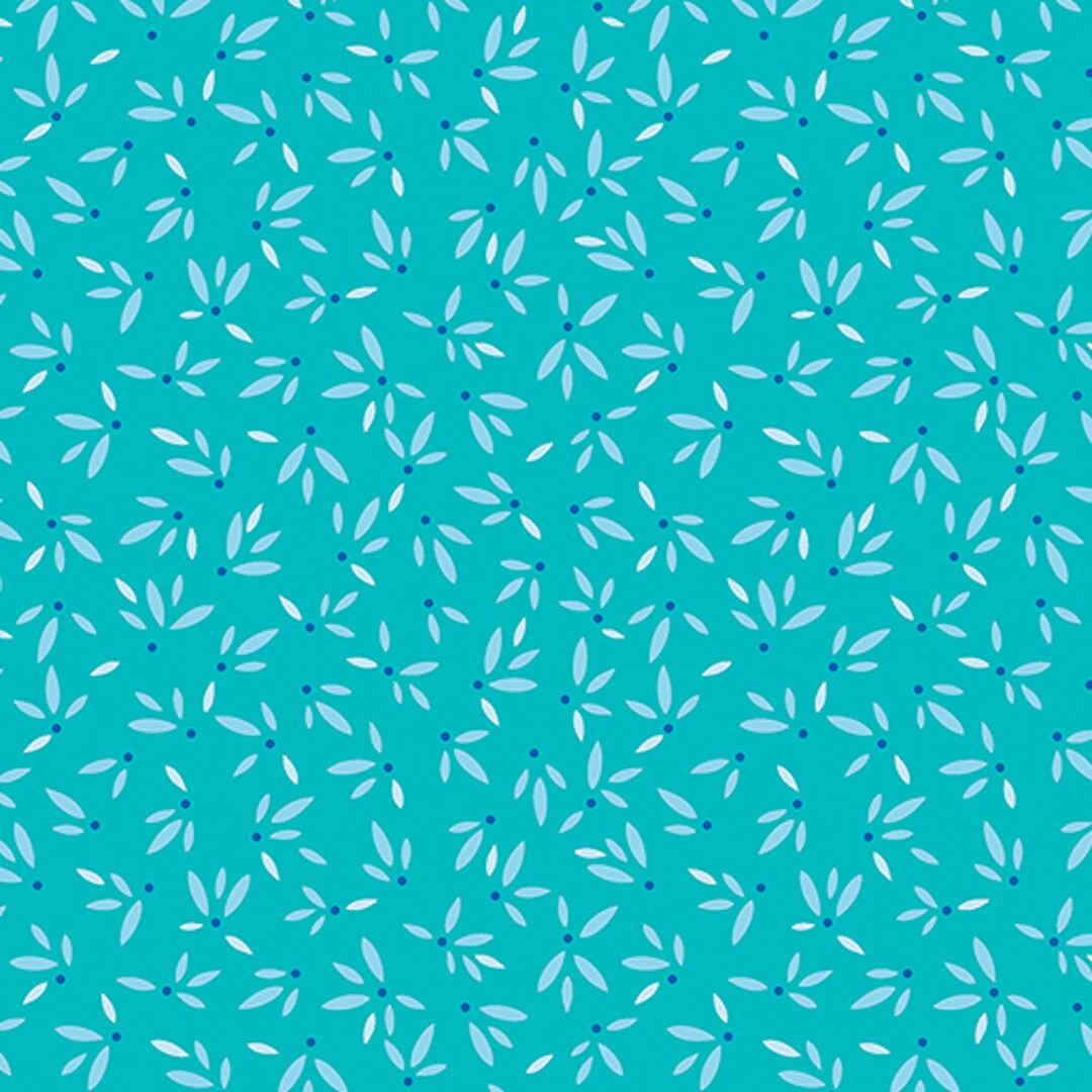 Flora and Fauna, Midnight- Turquoise Leaves: Sold by the 1/2 Yard - Etsy