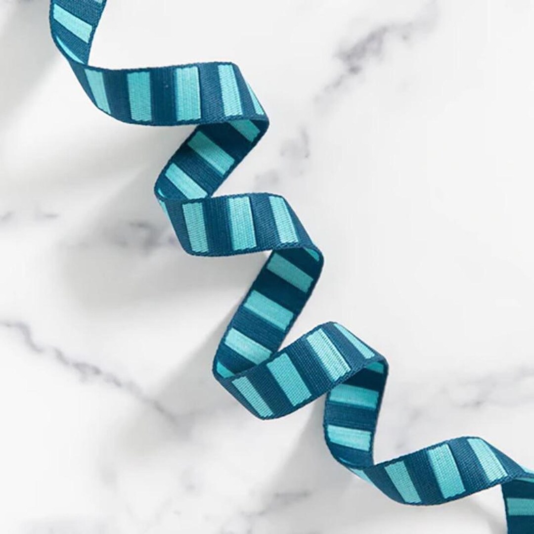 1" Bold Stripe Webbing- Peacock & Turquoise: Sold by the Yard- Cut ...