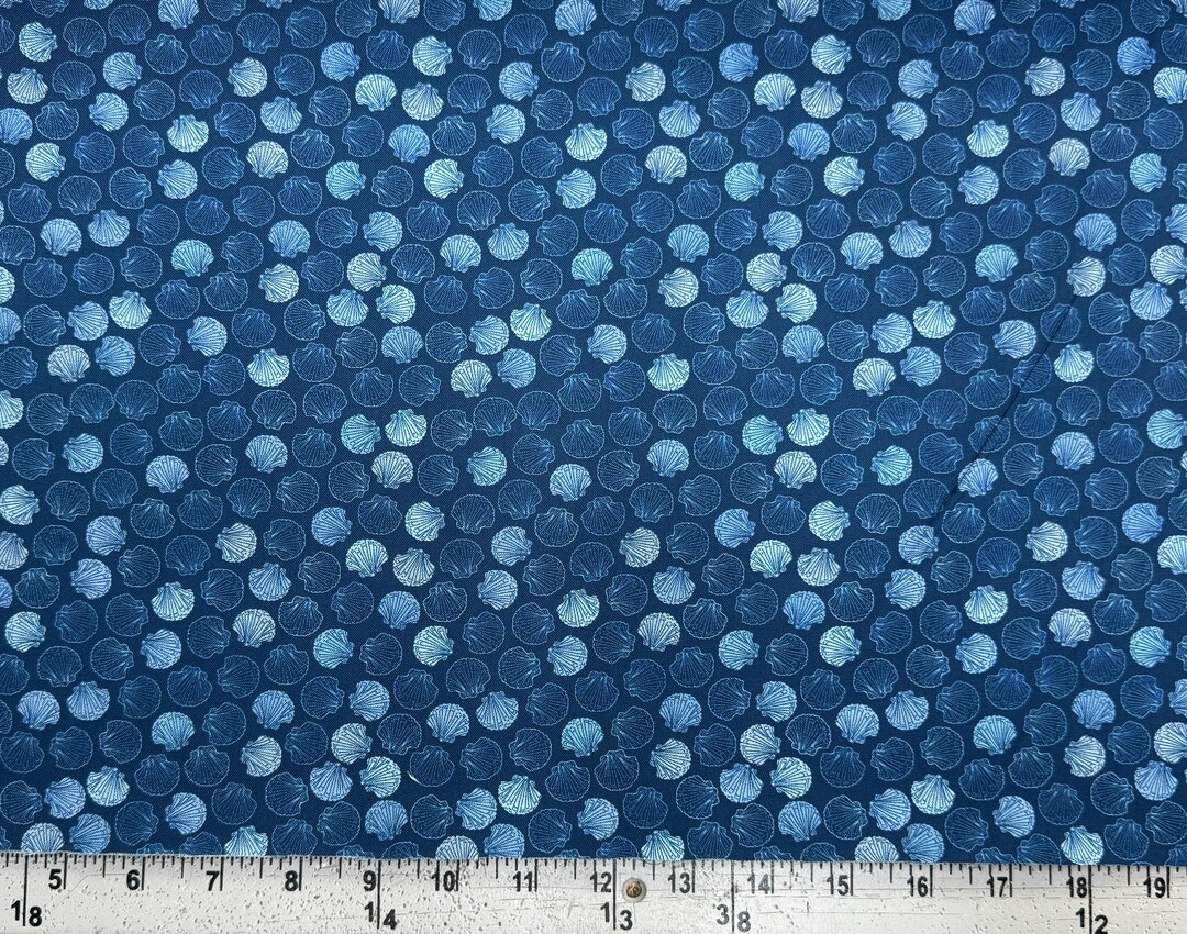 Saltwater Waves- Dark Blue Clam Shells: Sold by the 1/2 Yard - Etsy