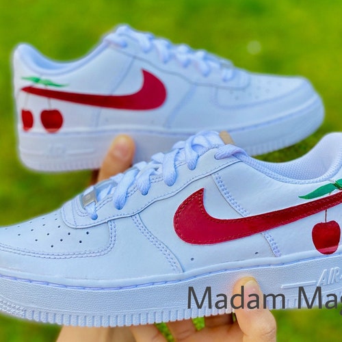 Hand Painted Custom Air Force 1 Low Cherry AF1 Customized Made - Etsy UK