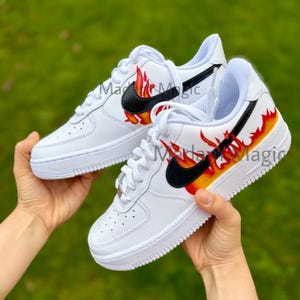 Hand Painted Custom Air Force 1 Low Fire Flame AF1 Customized Made to ...