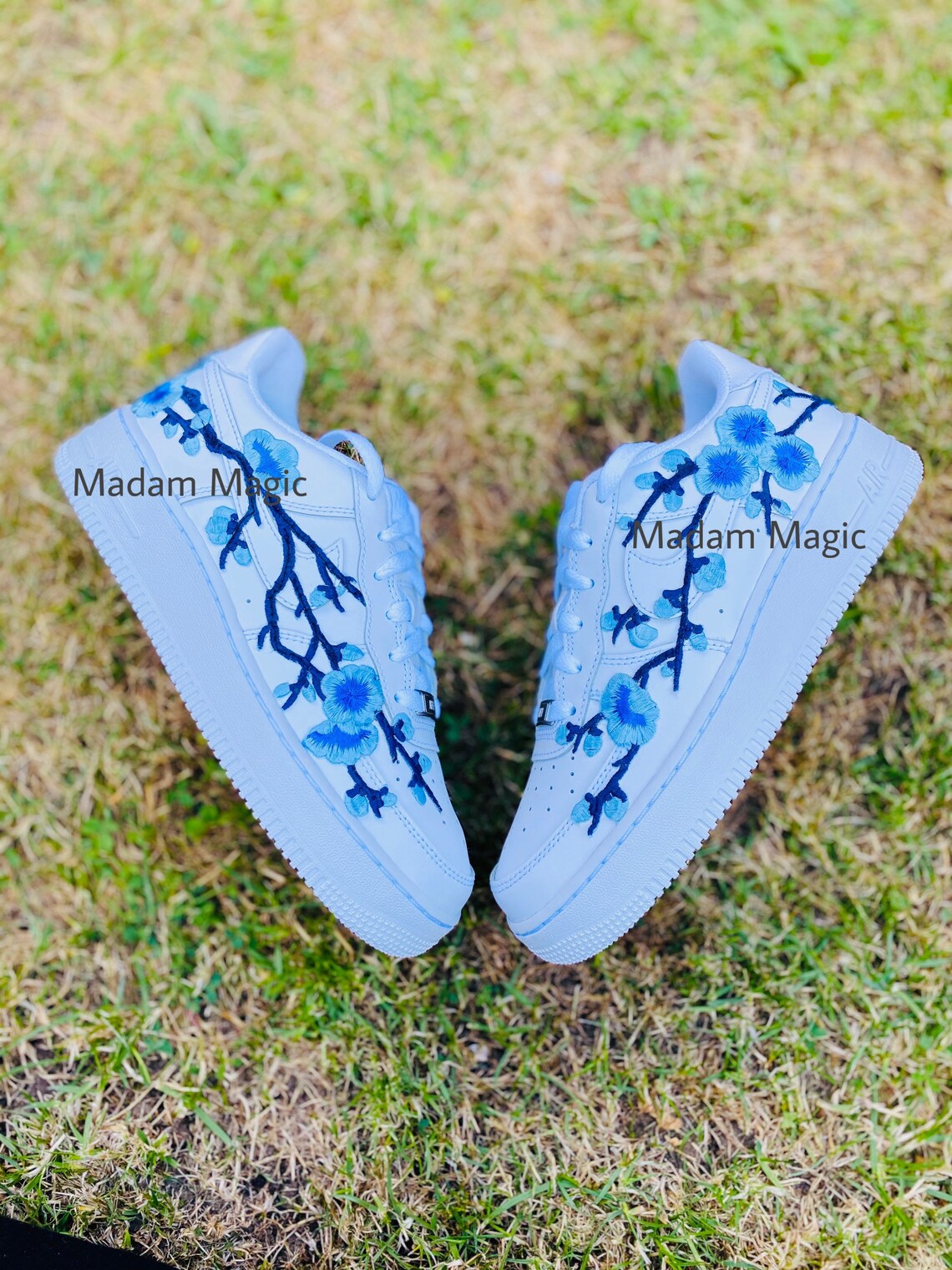 Embroidered Custom Air Force 1 Low Blue Blossom AF1 Customized Made to ...