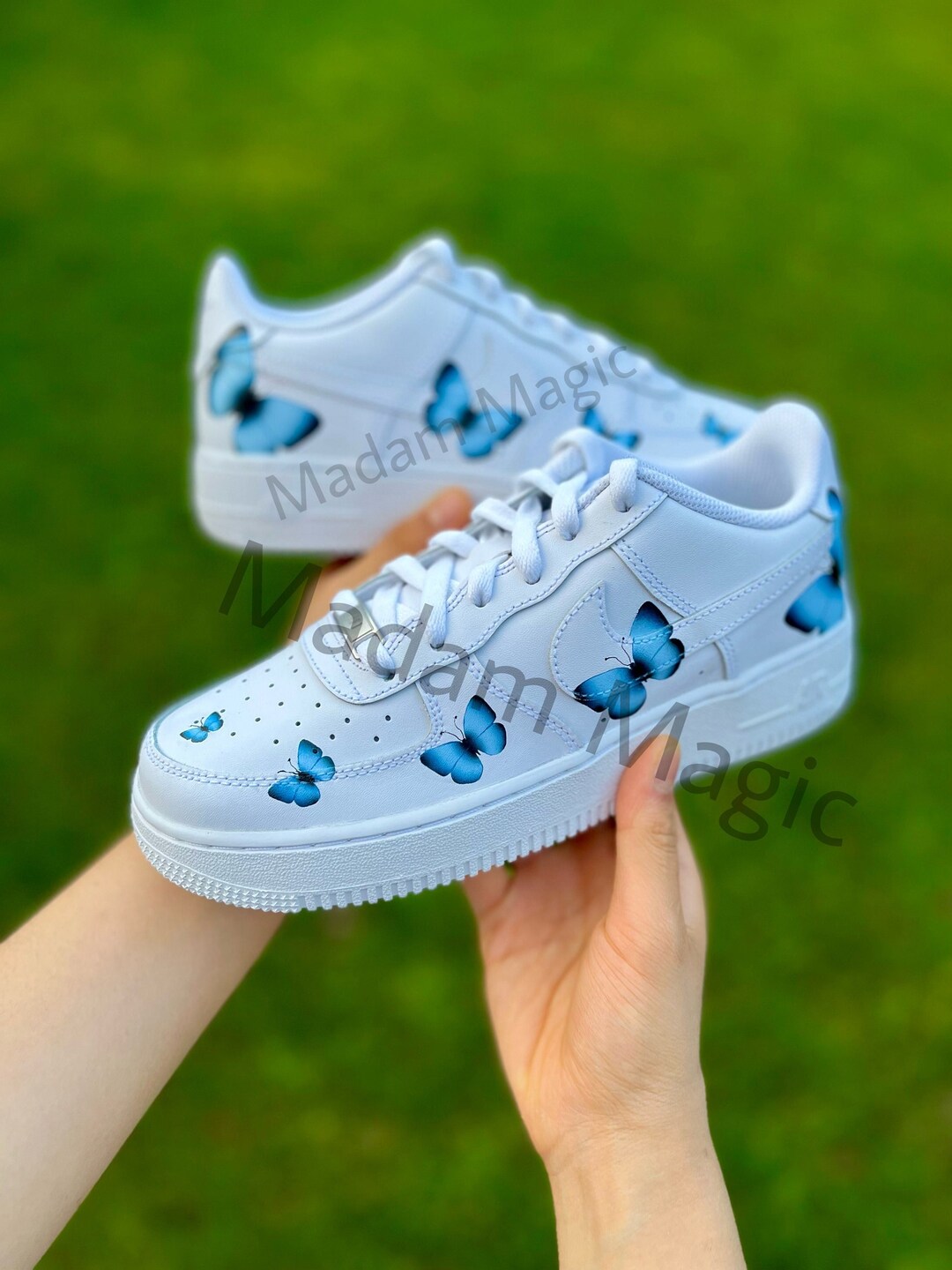Hand Painted Custom Air Force 1 Low Blue Butterfly AF1 - Etsy