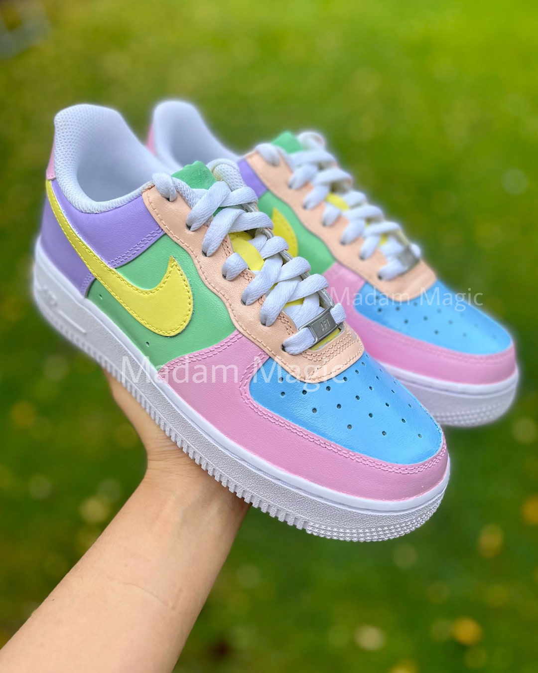 Hand Painted Custom Air Force 1 Low Multicolor Pastel Color Block AF1 ...
