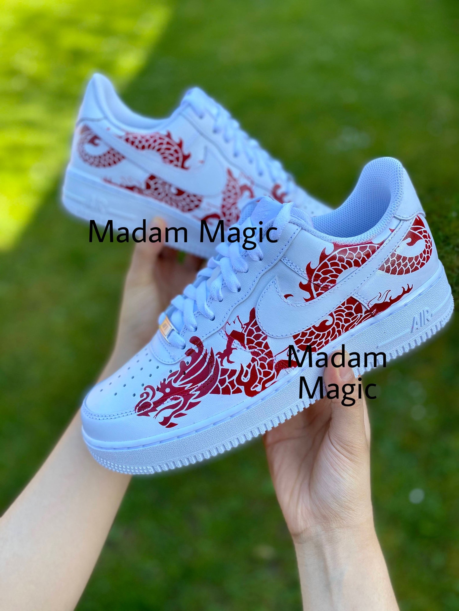 Hand Painted Custom Air Force 1 Low Red Dragon AF1 Customized - Etsy