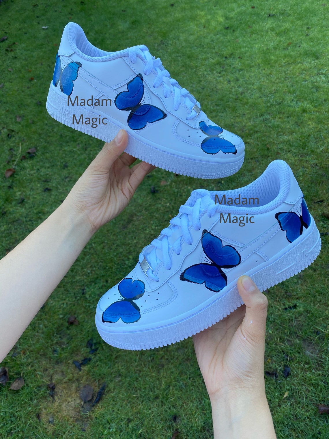 Hand Painted Custom Air Force 1 Low Blue Butterfly AF1 - Etsy