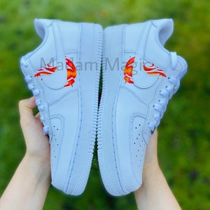 Hand Painted Custom Air Force 1 Low Fire Flame AF1 Customized Made to ...