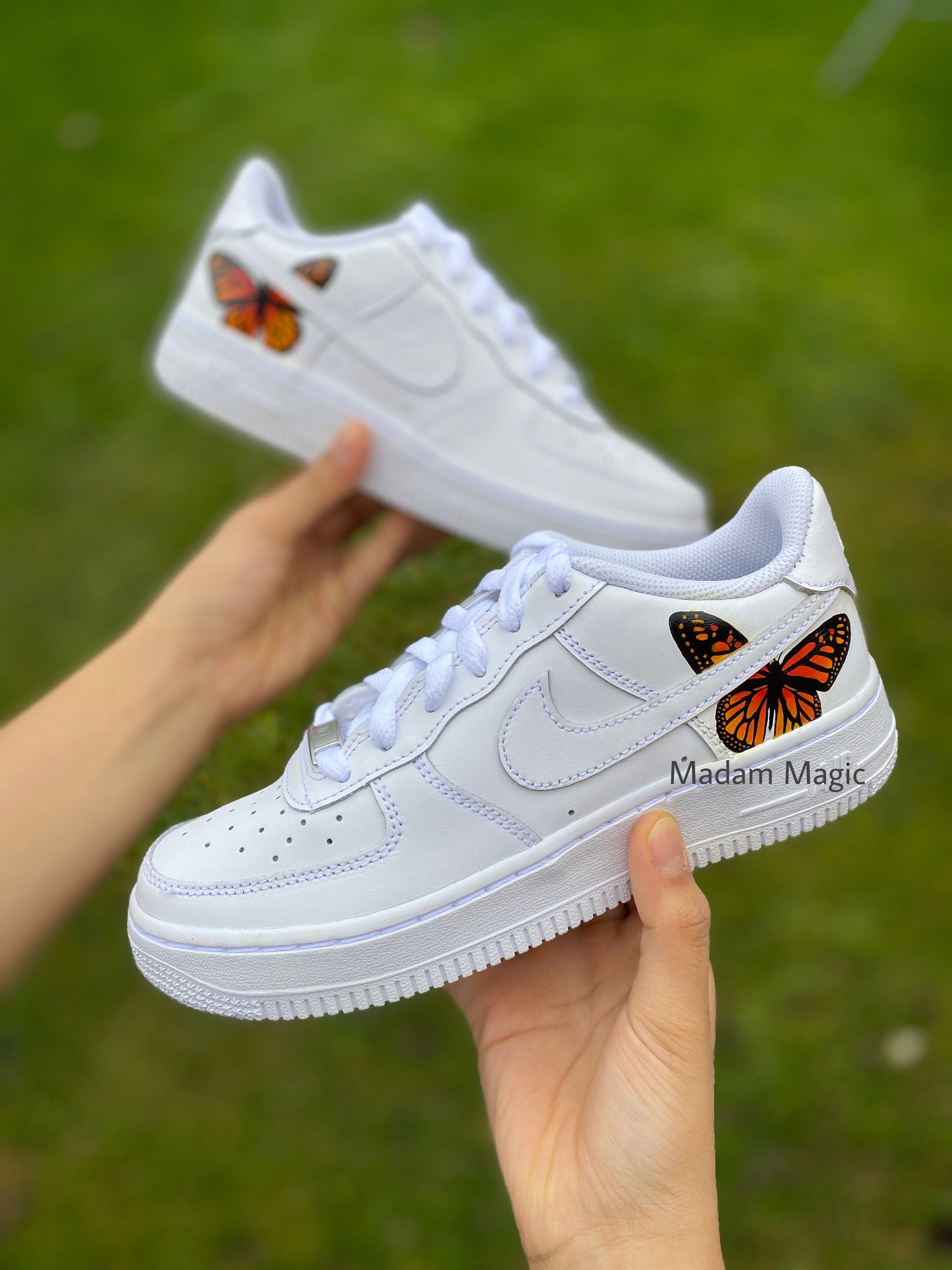 Hand Painted Custom Air Force 1 Low Monarch Butterfly AF1 - Etsy UK