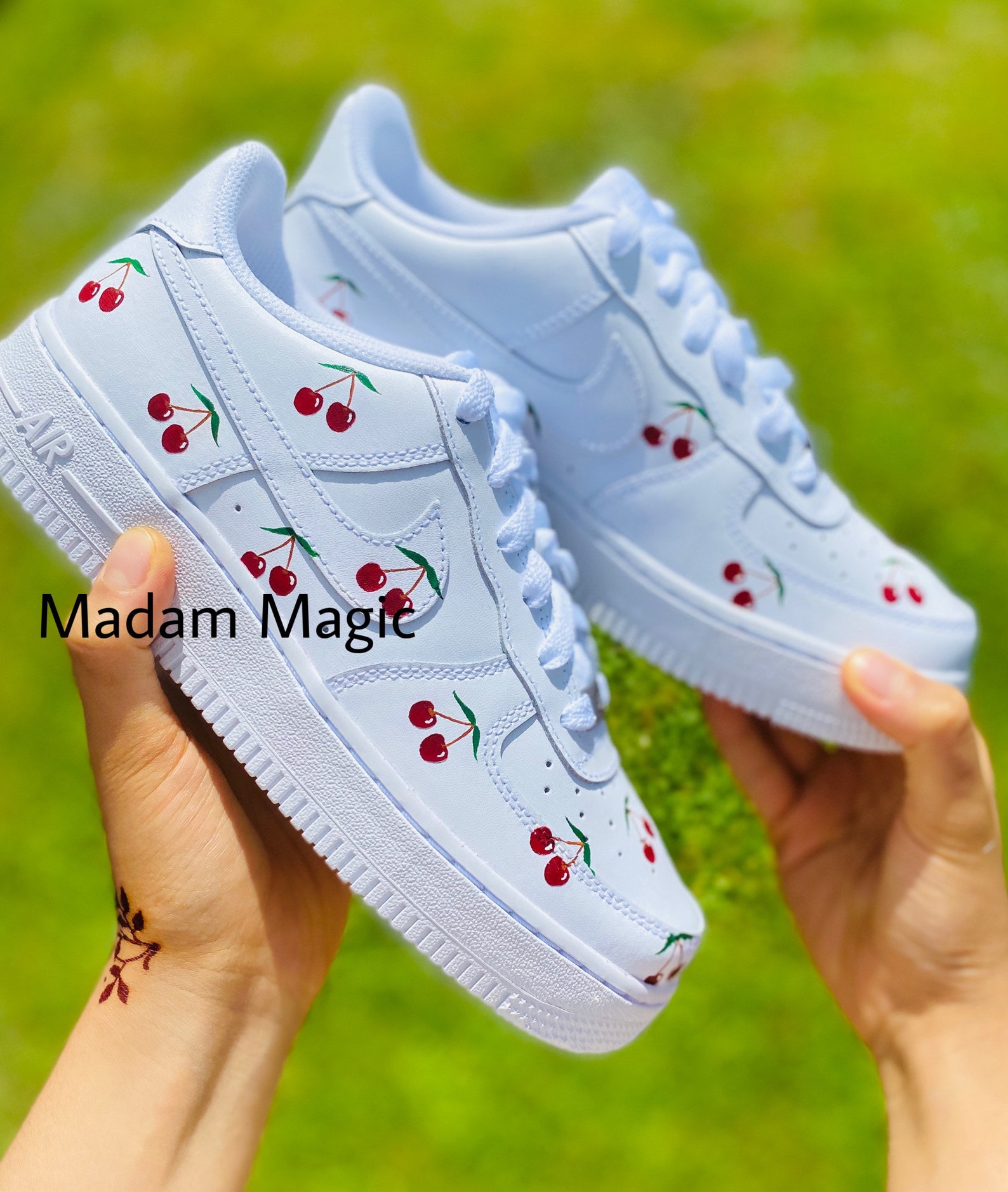 Hand Painted Custom Air Force 1 Low Cherry AF1 Customized Made - Etsy UK