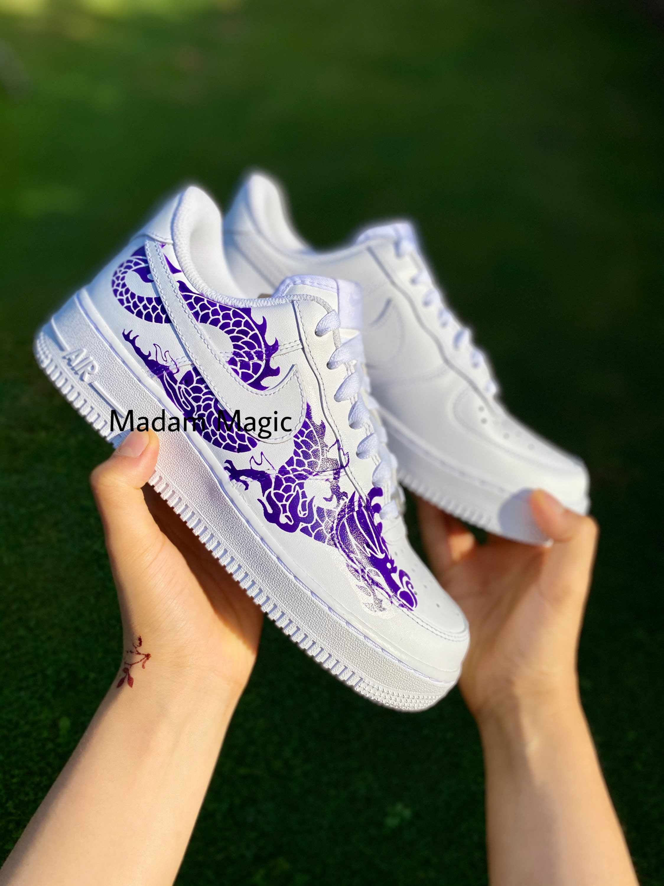 Hand Painted Custom Air Force 1 Low Purple Dragon AF1 - Etsy