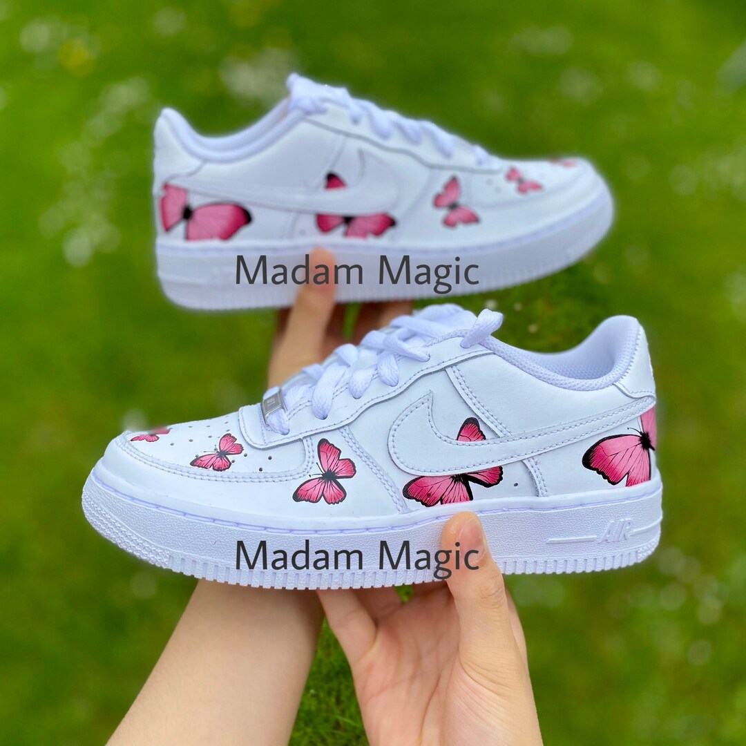 Hand Painted Custom Air Force 1 Low Pink Butterfly AF1 - Etsy