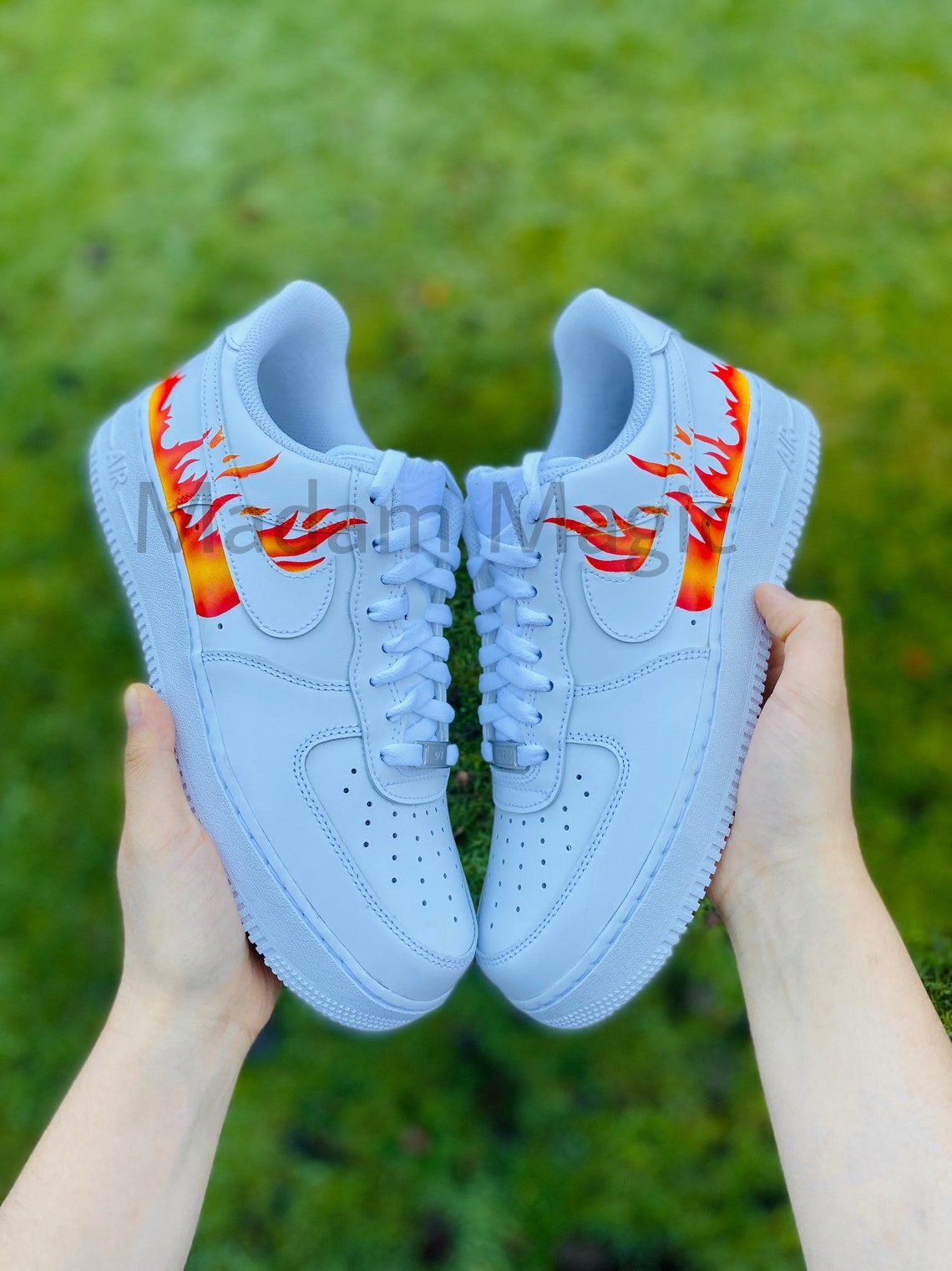 Hand Painted Custom Air Force 1 Low Fire Flame AF1 Customized - Etsy