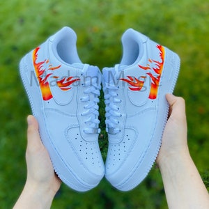 Hand Painted Custom Air Force 1 Low Fire Flame AF1 Customized Made to ...