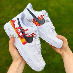Hand Painted Custom Air Force 1 Low Fire Flame AF1 Customized Made to ...