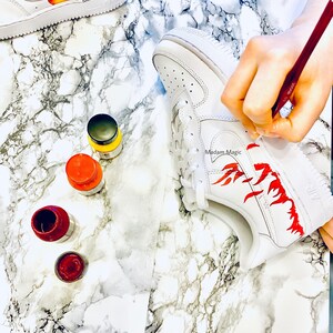 Hand Painted Custom Air Force 1 Low Fire Flame AF1 Customized Made to ...