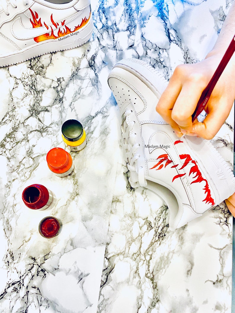 Hand Painted Custom Air Force 1 Low Fire Flame AF1 Customized - Etsy