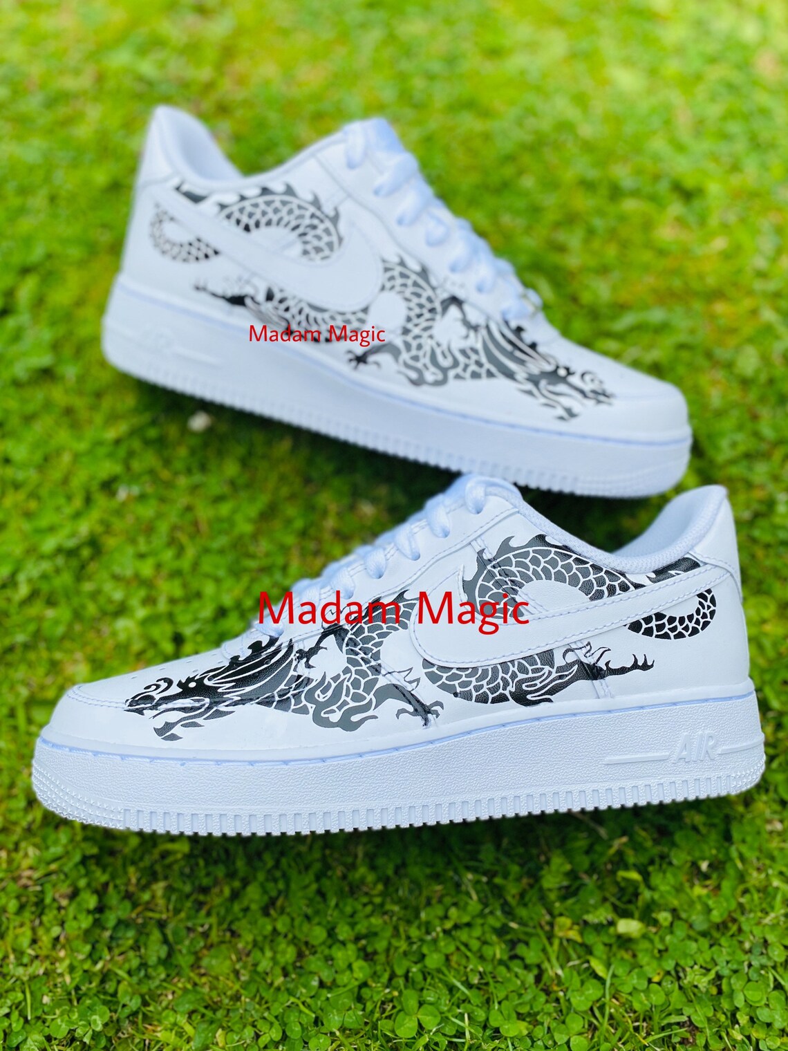 Hand Painted Custom Air Force 1 Low Black Dragon AF1 - Etsy
