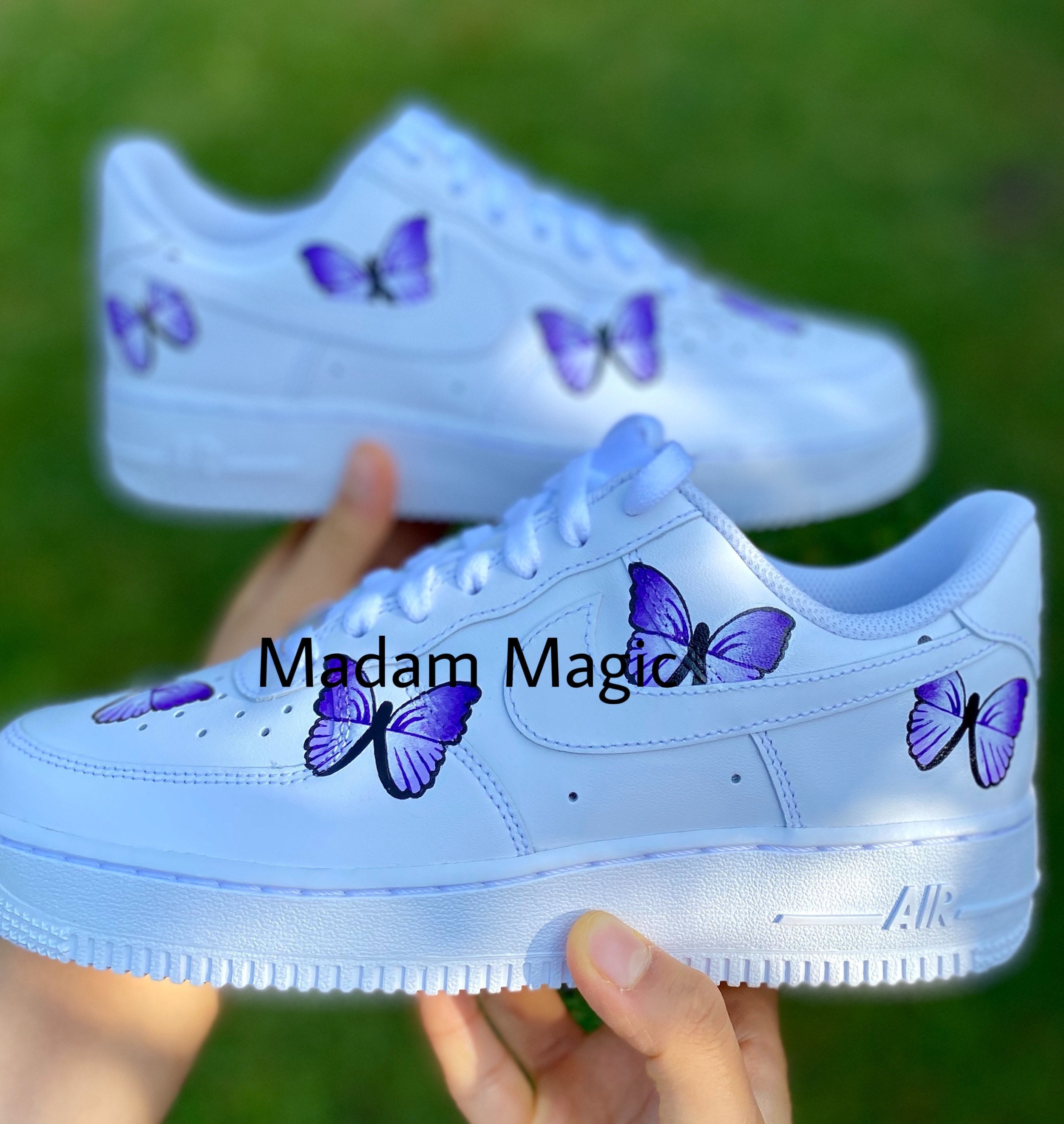 Hand Painted Custom Air Force 1 Low Purple Butterfly AF1 - Etsy