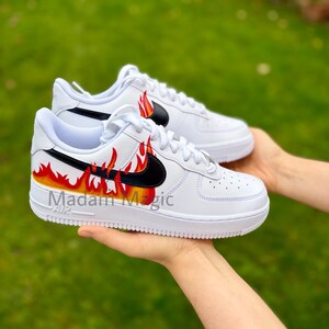 Hand Painted Custom Air Force 1 Low Fire Flame AF1 Customized Made to ...