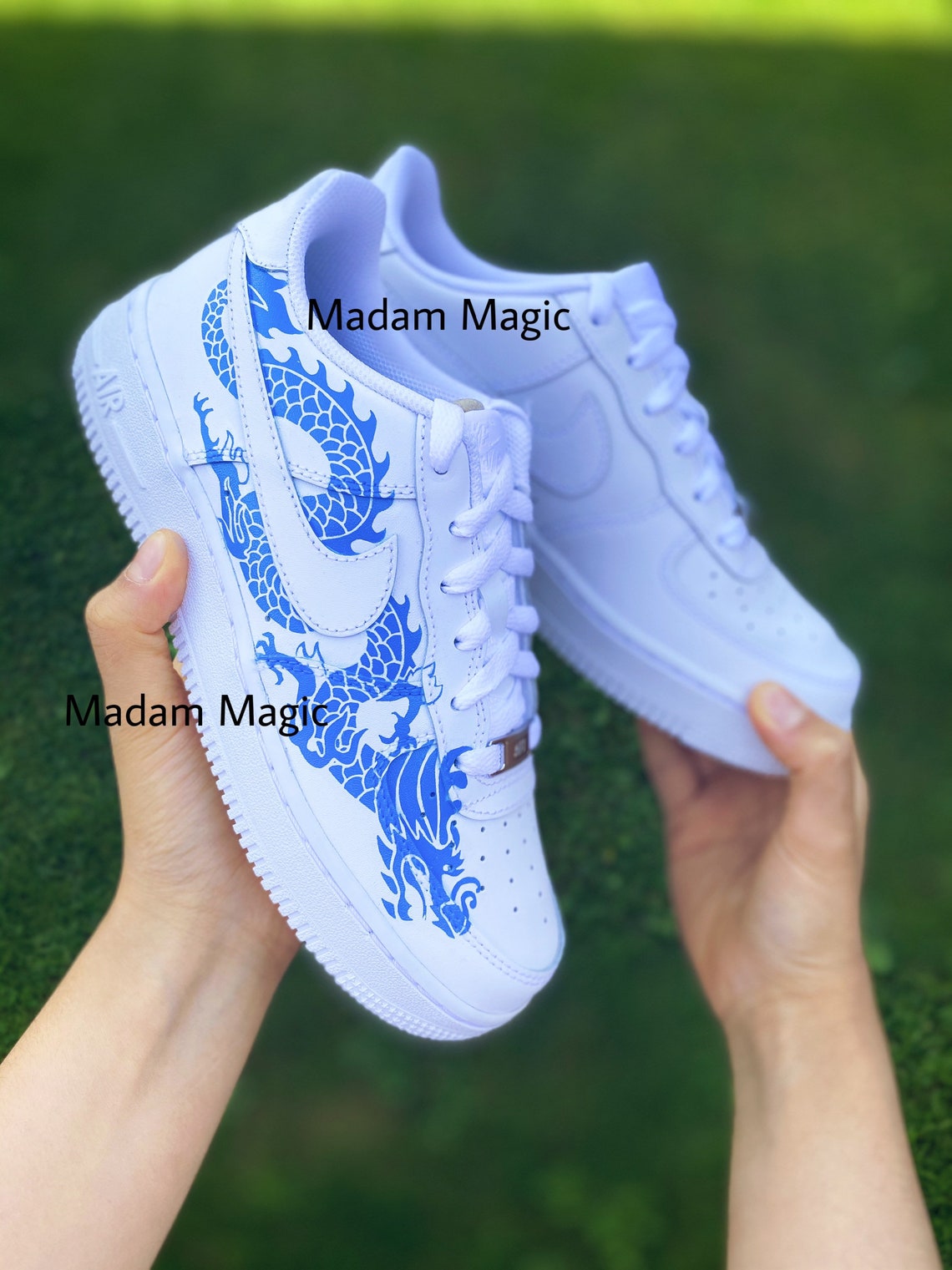 Hand Painted Custom Air Force 1 Low Blue Dragon AF1 Customized - Etsy