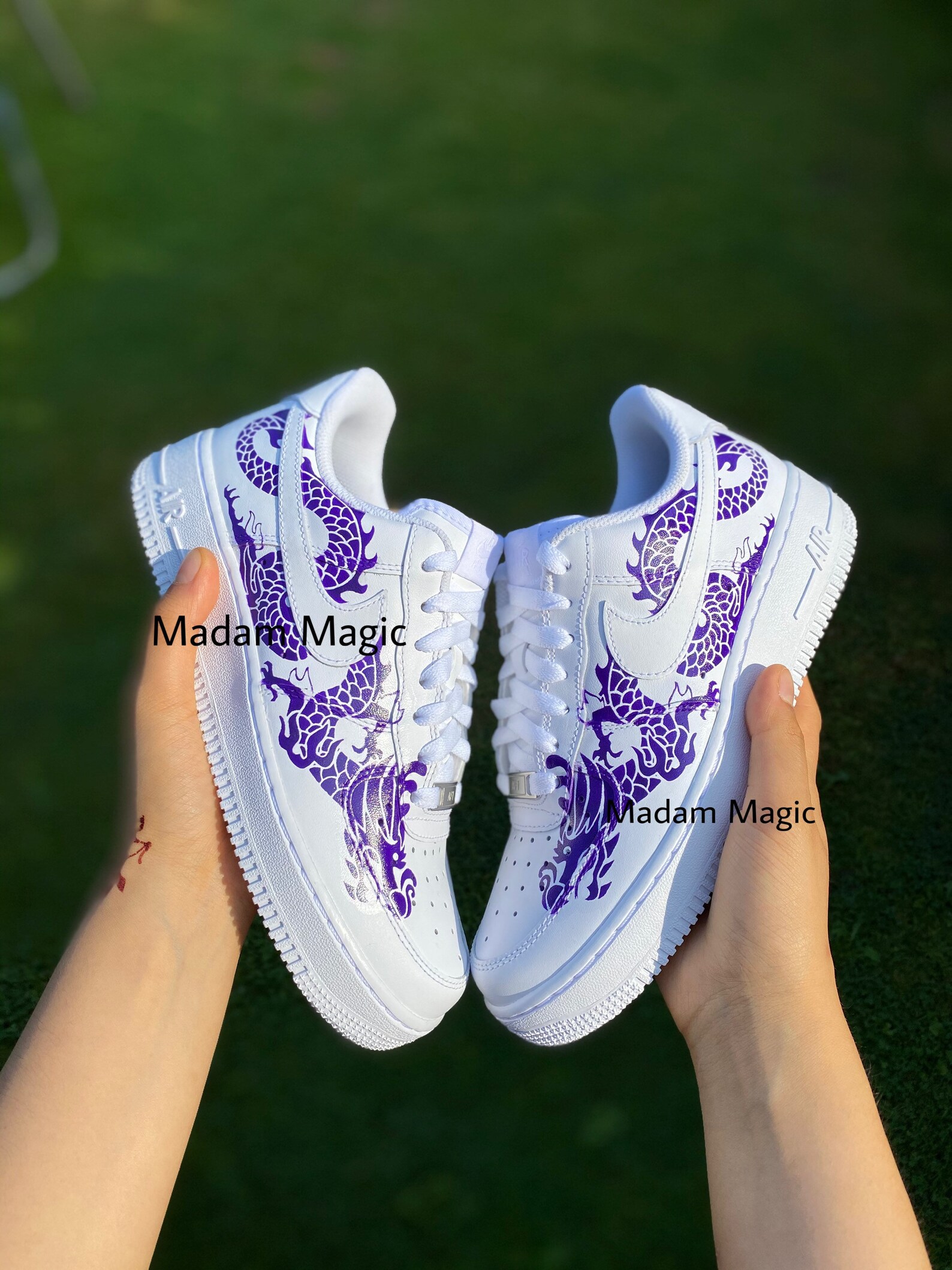 Hand Painted Custom Air Force 1 Low Purple Dragon AF1 - Etsy