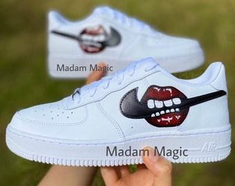 Hand Painted Custom Air Force 1 Low Fire Flame AF1 Customized Made to ...