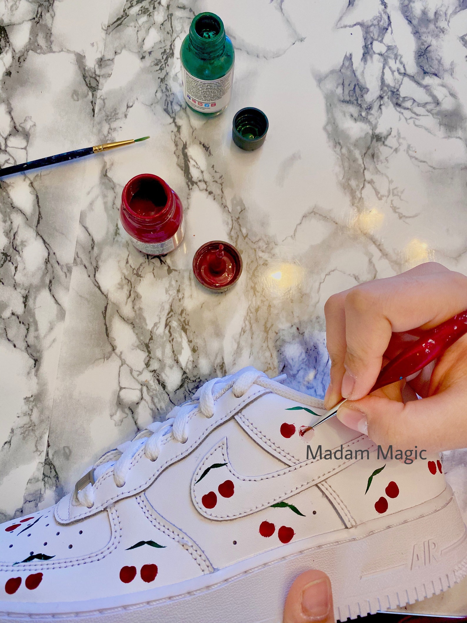 Hand Painted Custom Air Force 1 Low Cherry AF1 Customized Made - Etsy UK