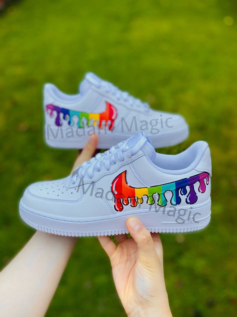 Hand Painted Custom Air Force 1 Low Cartoon Rainbow Drip AF1 - Etsy