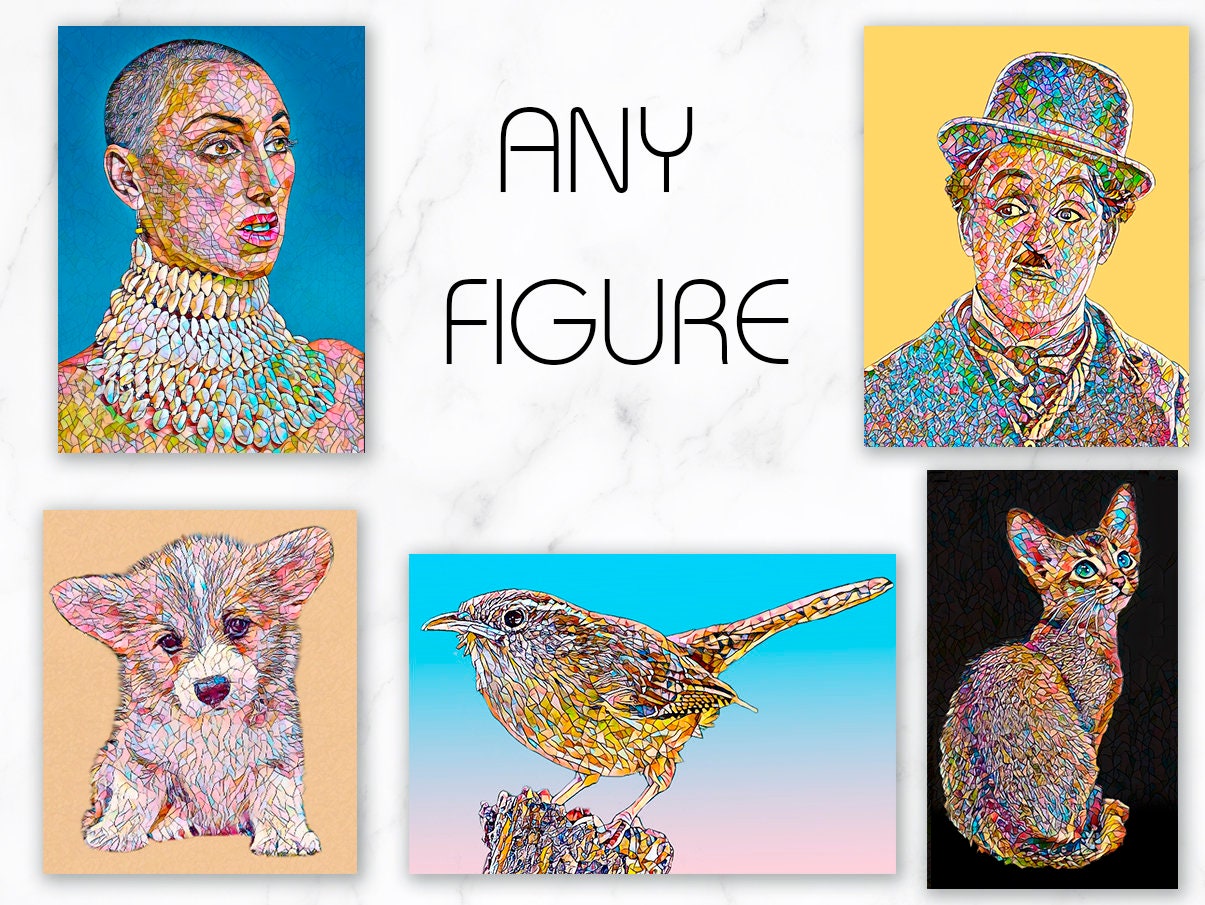 Custom Mosaic Portrait, Pop Art Colorful Portrait, Custom Mosaic Gift ...