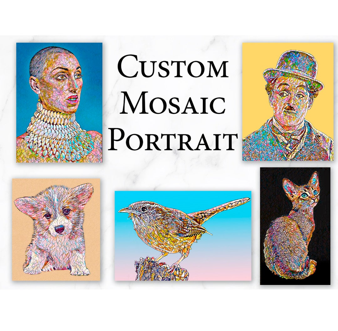 Custom Colorful Portrait From Photo in Mosaic Style Custom - Etsy