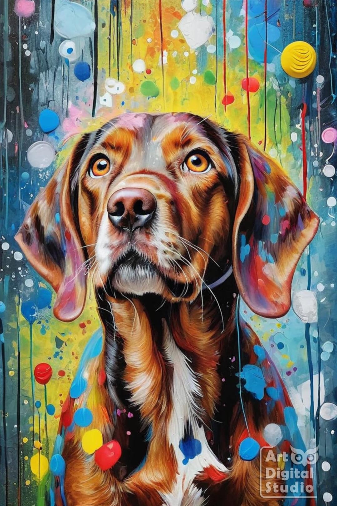 Custom Dog Portrait, Custom Pet Portrait, Custom Colorful Painting Pet ...