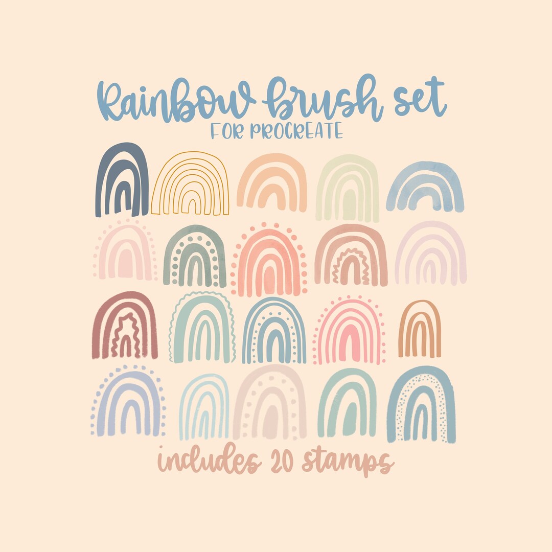 Rainbow Stamp Brush Set for Procreate - Etsy