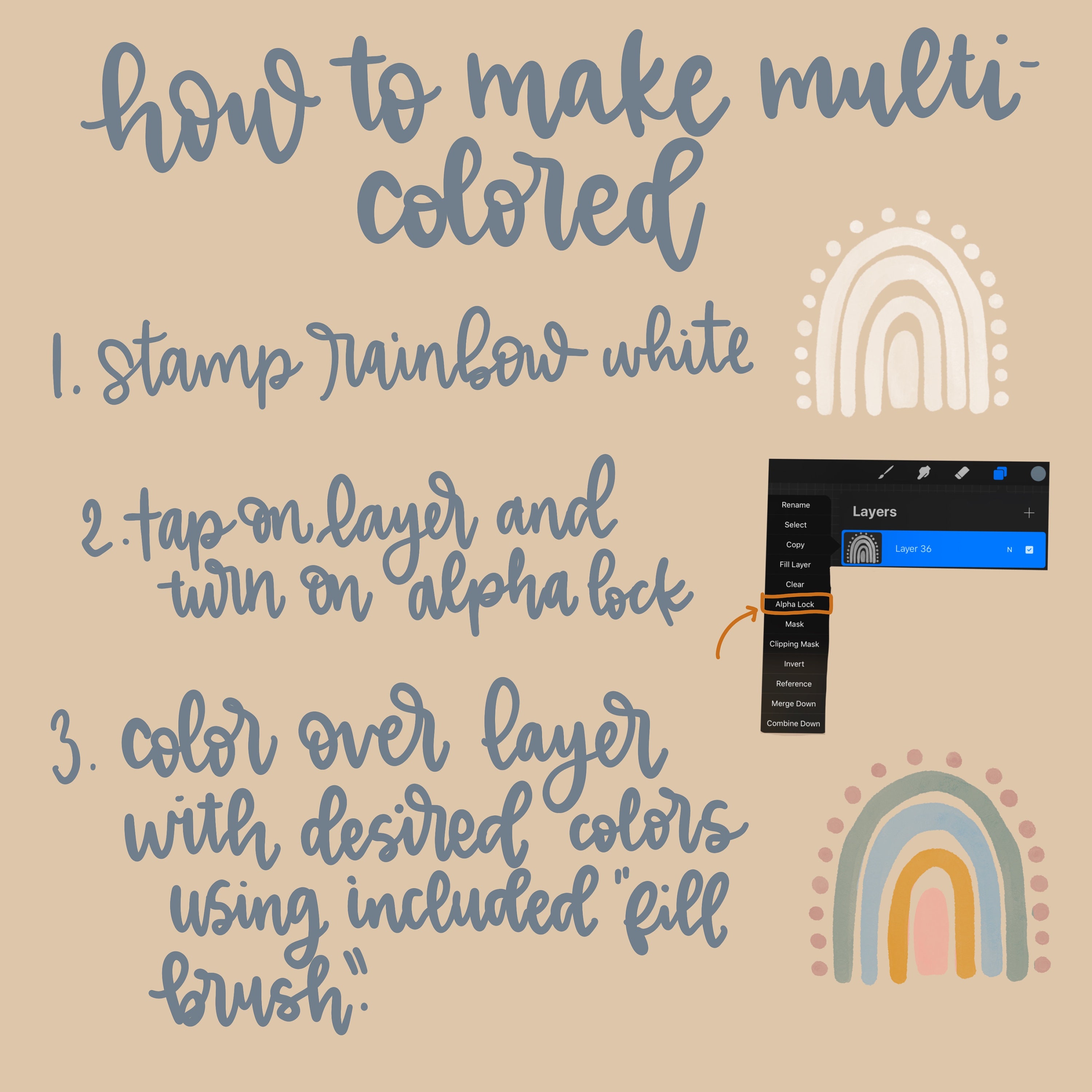 Rainbow Stamp Brush Set for Procreate - Etsy