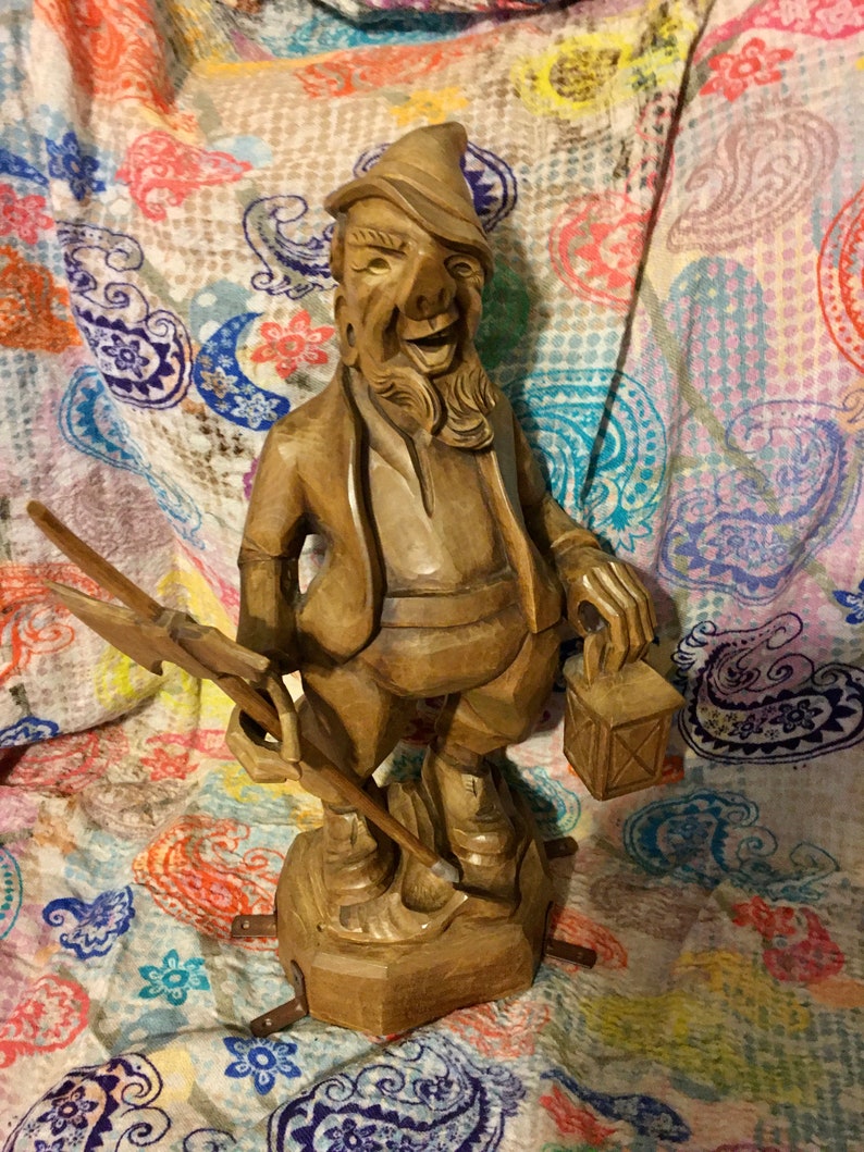 16 Vintage Hand Carved Wooden Night Watchman With Lantern German Folk ...