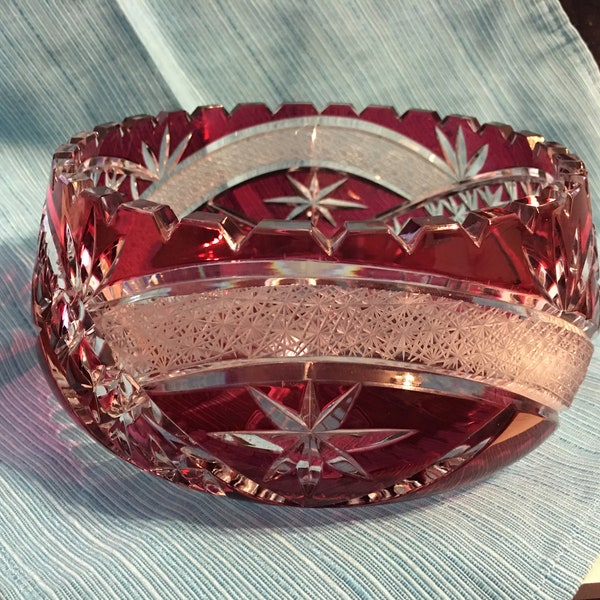 Red Cut Crystal Bowl - Etsy