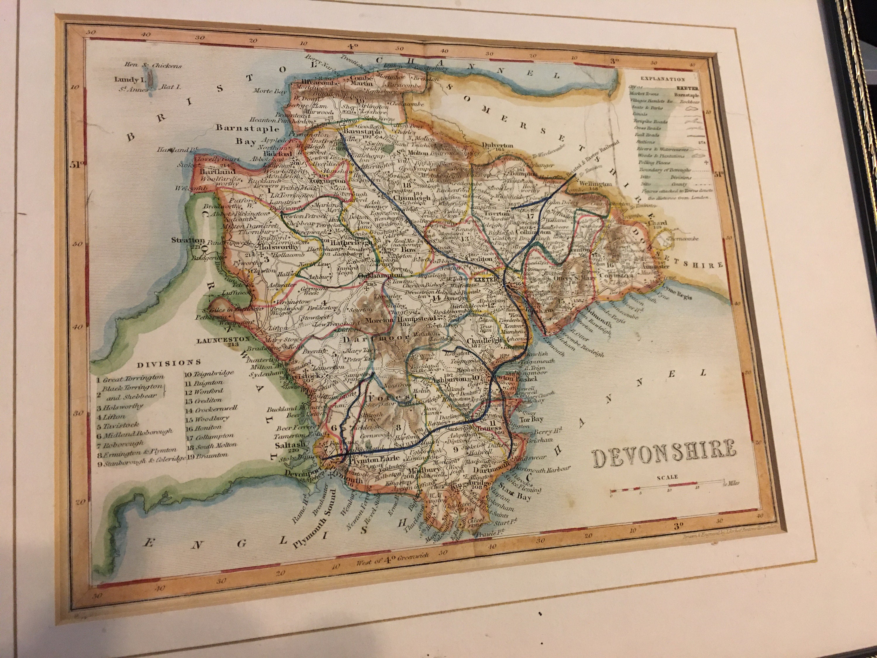 Antique Hand-colored Map DEVONSHIRE C1840's ENGRAVING by J ARCHER - Etsy UK