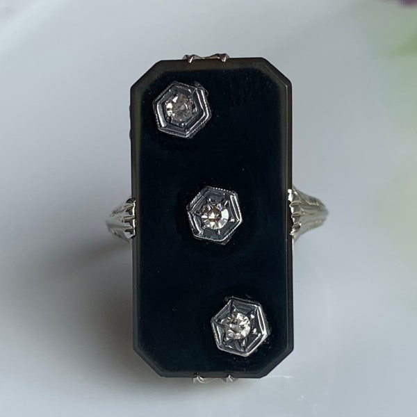 Large Rectangular Onyx Ring - Etsy