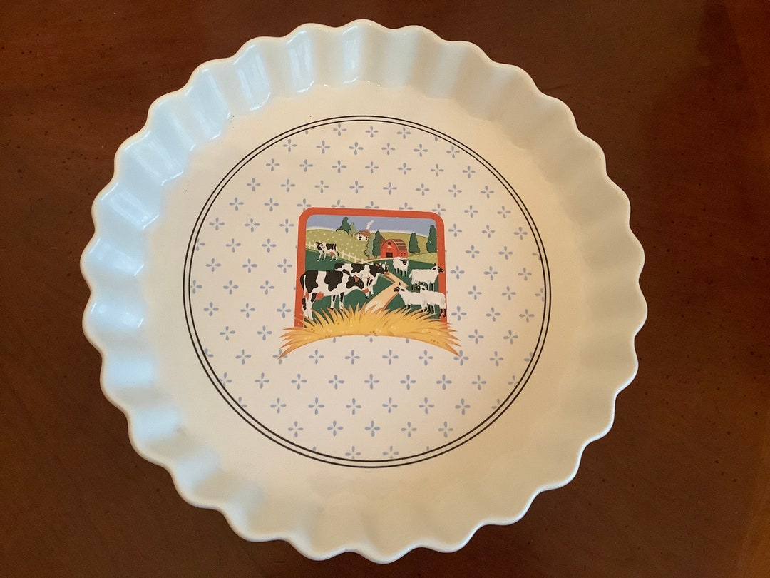 Vandor Country Design Ceramic Quiche Tart Pie Pan Made in Japan 10.25 ...