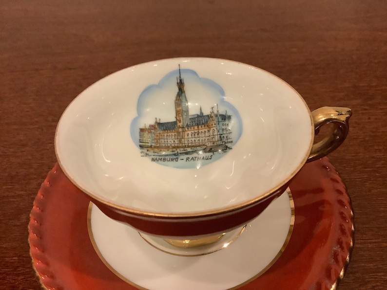 Handgemalt Bavaria RW Vintage Tea Cup and Saucer With Etched Gold Trim ...
