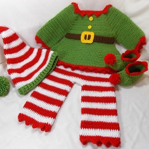 Elf baby set, abito all'uncinetto Elfo, Elfo per Natale, stivaletti all ...