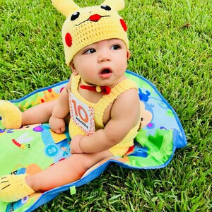 Pikachu Set,pikachu Costume,pikachu Hat,overalls Crochet,crocheted ...