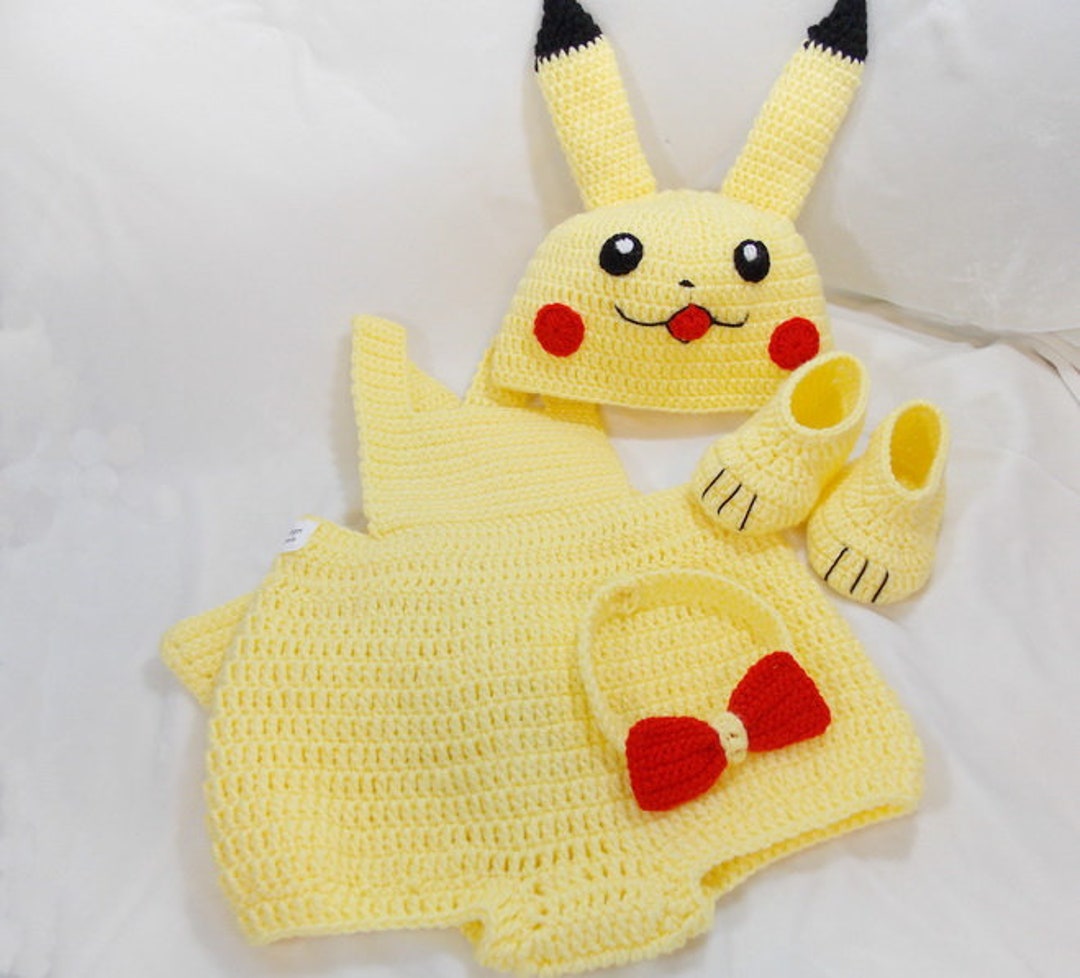 Pikachu Set,pikachu Costume,pikachu Hat,overalls Crochet,crocheted ...