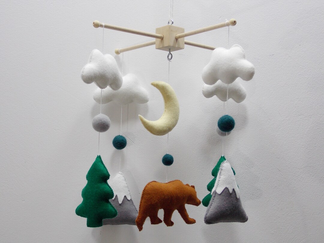 Baby Mobile, Woodland Mobile, Bear Mobile, Mobile Nursery, Mobile Felt ...