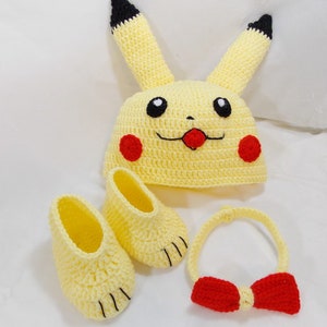 Pikachu Set,pikachu Costume,pikachu Hat,overalls Crochet,crocheted ...