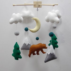 Baby Mobile, Woodland Mobile, Bear Mobile, Mobile Nursery, Mobile Felt ...
