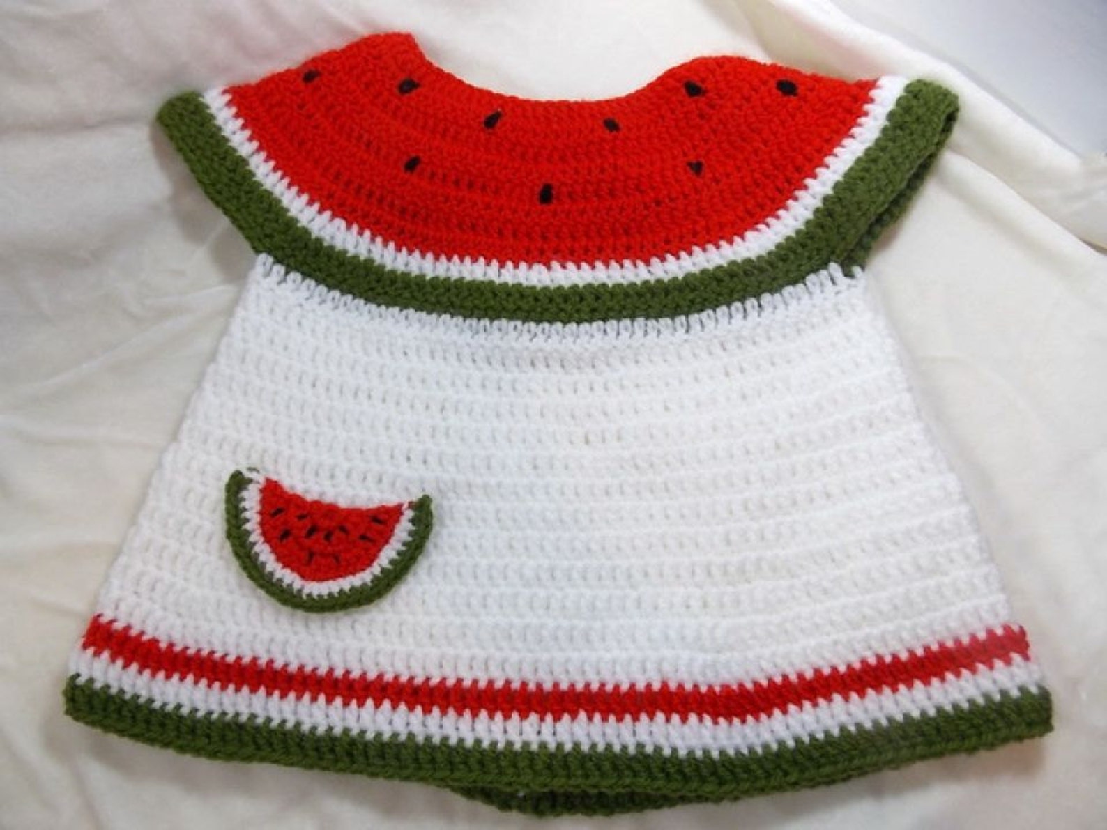 Set Watermelon,dress Watermelon,bootees Watermelon, Crocheted Dress ...